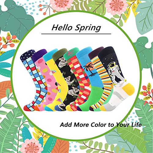 Men's Fun Dress Socks Novelty Colorful Funky Fancy Funny Patterned Crew Casual Crazy Socks for Men Father