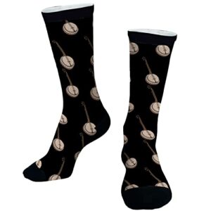 unisex banjo musical art crew socks casual funny crazy dress socks