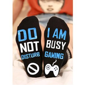 Do Not Disturb I'm Gaming Socks Novelty Gamer Socks Funny Christmas Gifts for Game Lovers Boy Men Teen