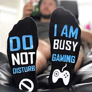 Do Not Disturb I'm Gaming Socks Novelty Gamer Socks Funny Christmas Gifts for Game Lovers Boy Men Teen