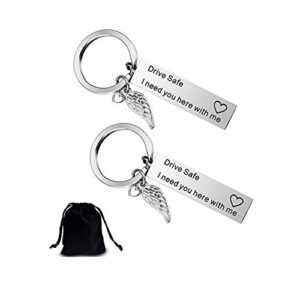 cathyhg 2 pack drive safe handsome keychain, gift for trucker husband, dad, boyfriend, gift for valentine’s day,stocking stuffer