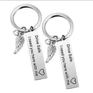 cathyhg 2 Pack Drive Safe Handsome Keychain, Gift for Trucker Husband, Dad, Boyfriend, Gift for Valentine’s Day,Stocking Stuffer