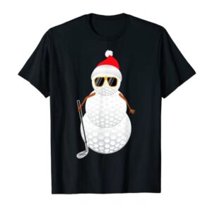 Santa Snowman Golf Ball Christmas Golfer Gift T-Shirt