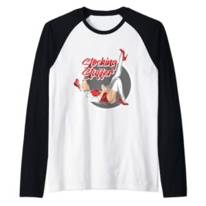 Sexy Holiday Christmas Lingerie Stocking Stuffer Raglan Baseball Tee