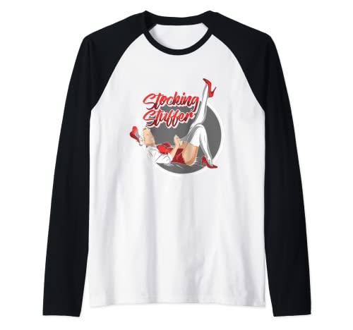 Sexy Holiday Christmas Lingerie Stocking Stuffer Raglan Baseball Tee