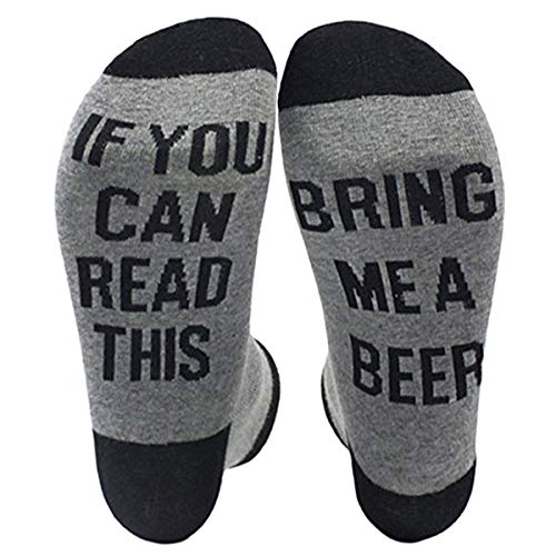 Mens Novelty Socks If You Can Read This Bring A Beer Sock Funny Birthday Gifts for Him (Grey)