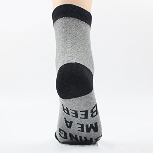 Mens Novelty Socks If You Can Read This Bring A Beer Sock Funny Birthday Gifts for Him (Grey)