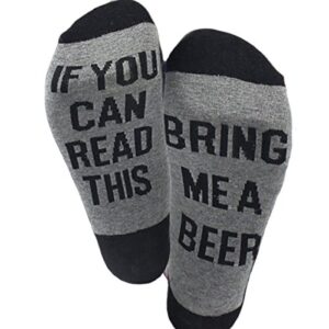 Mens Novelty Socks If You Can Read This Bring A Beer Sock Funny Birthday Gifts for Him (Grey)