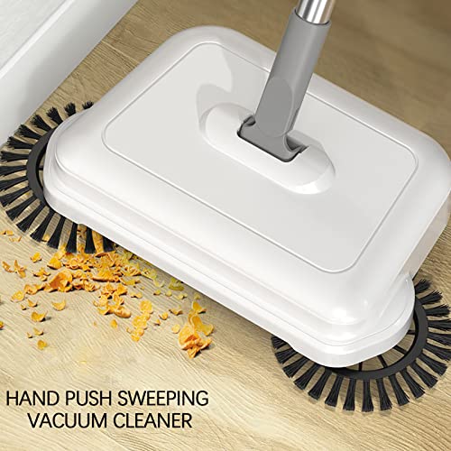 2 In 1 Hand Push Sweeper, Dry Sweep Wet Drag Two in One, Multifunctional Hand Push Sweeper Mop Floor Soft Sweep Dustpan Set Household Home Sweeping Mopping for Hardfloor, Tile