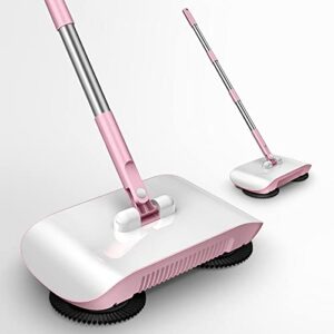 hand push intelligent sweeper – household lazy foldable three-in-one suction sweeper cleaning machine floor sweeper, soft rough brush + microfiber mop, for hardfloor, tile, apartments, offices