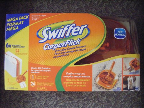 Swiffer Carpet Flick Starter Kit - 1 Carpet Sweeper - 24 Cleaning Cartridges