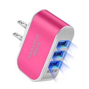 suanlatds luminous 3-port charger charging head,macaron color portable charging head for bedroom home office