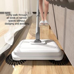 Hand Push Sweeper - All-in-one Home Sweeping Mopping Machine Adjustable Mop Vacuum Cleaner Sweep Carpet and Floor Sweeper with Dual Rotating System 2 Corner Edge Brushes Cleaning