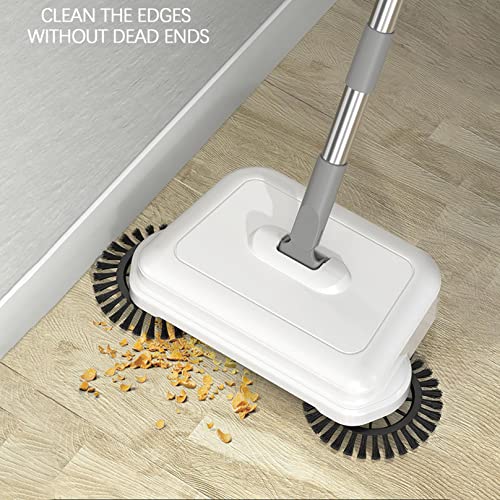 Hand Push Sweeper - Home Sweeping Mopping Machine Vacuum Cleaner Sweep Carpet and Floor Sweeper with Dual Rotating System 2 Corner Edge Brushes Cleaning Sweeper Tool Sweeping Robot