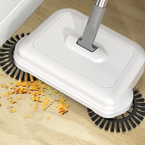 Hand Push Sweeper - Home Sweeping Mopping Machine Vacuum Cleaner Sweep Carpet and Floor Sweeper with Dual Rotating System 2 Corner Edge Brushes Cleaning Sweeper Tool Sweeping Robot