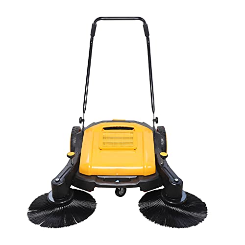 WDZCZDoo 41" Industrial Walk-Behind Floor Sweeper Hand-Push Floor Cleaning Machine Heavy Duty for Outdoor Large Area Floor Street Sweeping Cleaning Tool