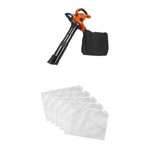 black+decker 3-in-1 electric leaf blower/mulcher kit with leaf blower vacuum bags, disposable (bv6000 & bv-008)