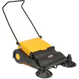 industrial push sweeper 32″ cleaning width black and yellow