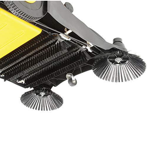 Industrial Push Sweeper 32" Cleaning Width Black and Yellow