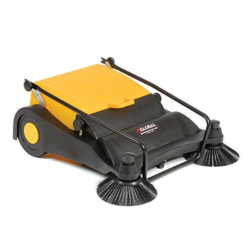 Industrial Push Sweeper 32" Cleaning Width Black and Yellow