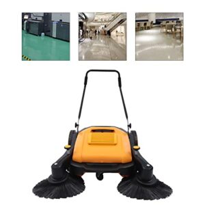 TFCFL 41 Inch Hand Push Industrial Sweeper, Yellow Outdoor and Indoor Sweeper with 14.5 Gal Large Waste Container, 39,611 Square Feet Per Hour, Space-Saving Portable Household Floor Sweeper (41'')