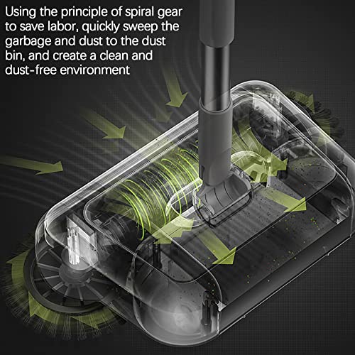 Hand Push Sweeper, Lightweight Sweeper Mop Vacuum Cleaner Hand Push Floor Cleaner Carpet Sweeper Home Sweeping Mopping Machine Vacuum Cleaner, Black, One Size