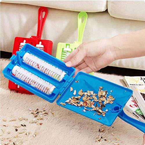 Froiny Double Brush Handheld Carpet Sweeper Crumb Dirt Brush Cleaner Collector Random Color, 26.5 x 10.5 x 7.5cm