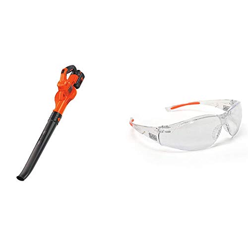 BLACK+DECKER 40V MAX Cordless Sweeper with Safety Eyewear, Lightweight, Clear Lens (LSW40C & BD250-1C)