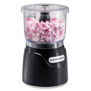 hamilton beach electric vegetable chopper & mini food processor, 3-cup, 350 watts, for dicing, mincing, and puree, black (72850)