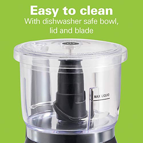 Hamilton Beach Electric Vegetable Chopper & Mini Food Processor, 3-Cup, 350 Watts, for Dicing, Mincing, and Puree, Black (72850)