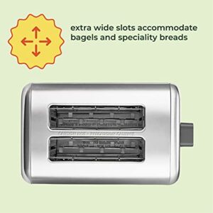 BELLA 2 Slice Toaster, Quick & Even Results Every Time, Wide Slots Fit Any Size Bread Like Bagels or Texas Toast, Drop-Down Crumb Tray for Easy Clean Up, Stainless Steel