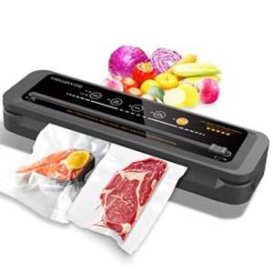 megawise 80kpa powerful but compact vacuum sealer machine, bags and cutter included, one-touch automatic food sealer with external vacuum system for all saving needs, dry moist fresh modes