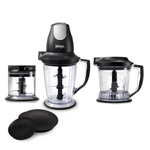 ninja qb1004 blender/food processor with 450-watt base, 48oz pitcher, 16oz chopper bowl, and 40oz processor bowl for shakes, smoothies, and meal prep,black