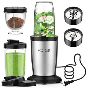 koios 850w bullet blender for shakes and smoothies, 11 pieces personal smoothie blenders for kitchen, small cup grinder with 2 * 17oz to-go cups and spout lids, bpa free, pulse technology (black)