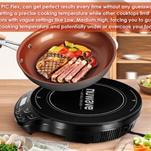 NUWAVE Flex Precision Induction Cooktop, Portable, Large 6.5” Heating Coil, Temperature from 100F to 500F, 3 Wattage Settings 600, 900, and 1300w