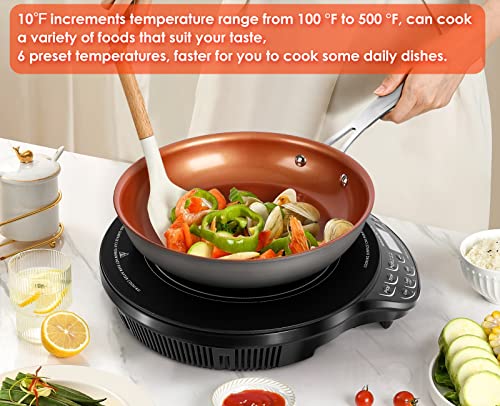 NUWAVE Flex Precision Induction Cooktop, Portable, Large 6.5” Heating Coil, Temperature from 100F to 500F, 3 Wattage Settings 600, 900, and 1300w