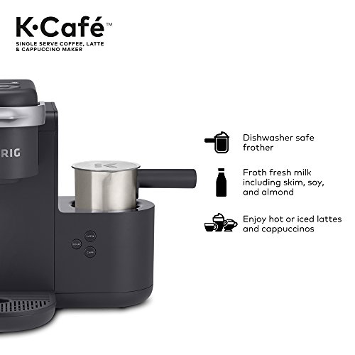 Keurig K-Cafe Single-Serve K-Cup Coffee Maker, Latte Maker and Cappuccino Maker, Comes with Dishwasher Safe Milk Frother, Coffee Shot Capability, Compatible With all Keurig K-Cup Pods, Dark Charcoal