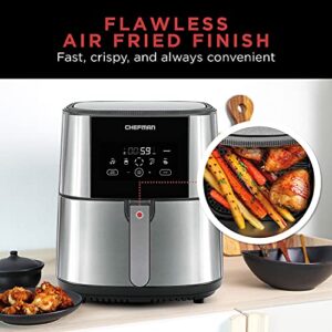 CHEFMAN Large Air Fryer Max XL 8 Qt, Healthy Cooking, User Friendly, Nonstick Stainless Steel, Digital Touch Screen with 4 Cooking Functions, BPA-Free, Dishwasher Safe Basket, Preheat & Shake Reminder