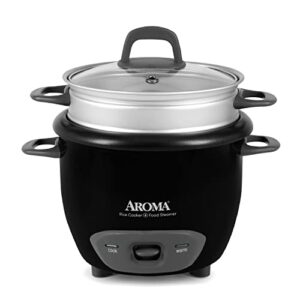 aroma housewares 6-cup (cooked) pot-style rice cooker and food steamer, black arc-743-1ngb