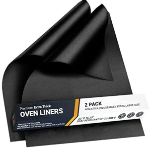 Oven Liners for Bottom of Oven - 2 Pack Large Heavy Duty Mats, 17”x25” Non-Stick Reusable Liner for Electric, Gas, Toaster Ovens, Grills - BPA & PFOA Free Kitchen Accessory to Keep Your Oven Clean