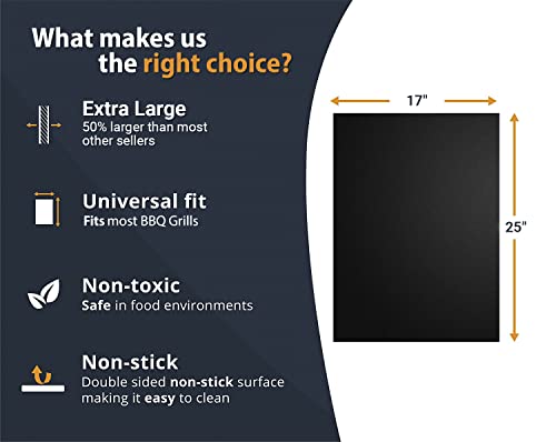 Oven Liners for Bottom of Oven - 2 Pack Large Heavy Duty Mats, 17”x25” Non-Stick Reusable Liner for Electric, Gas, Toaster Ovens, Grills - BPA & PFOA Free Kitchen Accessory to Keep Your Oven Clean