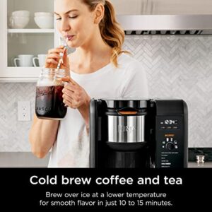 Ninja CP307 Hot and Cold Brewed System, Tea & Coffee Maker, with Auto-iQ, 6 Sizes, 5 Styles, 5 Tea Settings, 50 oz Thermal Carafe, Frother, Coffee & Tea Baskets, Dishwasher Safe Parts, Black