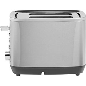 GE Stainless Steel Toaster | 2 Slice | Extra Wide Slots for Toasting Bagels, Breads, Waffles & More | 7 Shade Options for the Entire Household to Enjoy | Countertop Kitchen Essentials | 850 Watts