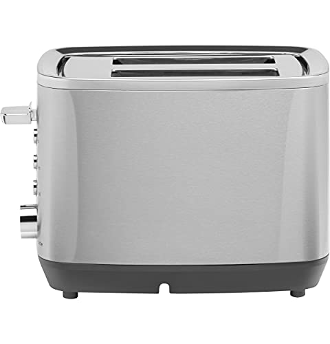 GE Stainless Steel Toaster | 2 Slice | Extra Wide Slots for Toasting Bagels, Breads, Waffles & More | 7 Shade Options for the Entire Household to Enjoy | Countertop Kitchen Essentials | 850 Watts