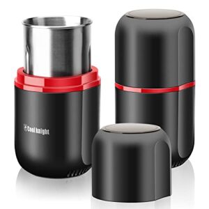 cool knight herb grinder [large capacity/fast /electric ]-spice herb coffee grinder with pollen catcher/- 7.5″ (black)