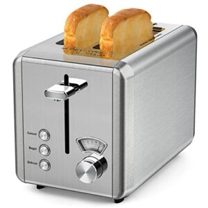 toaster 2 slice whall stainless steel toasters with bagel,cancel,defrost function,removable crumb tray,1.5in wide slot,6 bread shade settings,for various bread types (850w)