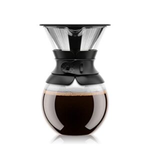 bodum pour over coffee maker with permanent filter, 1 liter, 34 ounce, black band