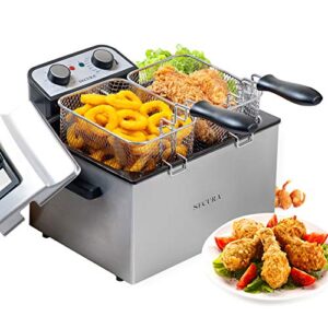 secura electric deep fryer 1800w-watt large 4.0l/4.2qt professional grade stainless steel with triple basket and timer