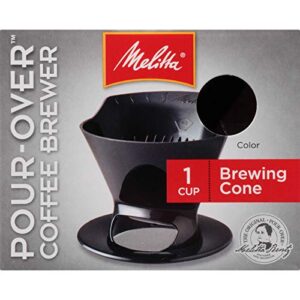 melitta filter coffee maker, single cup pour-over brewer, black, 1 count