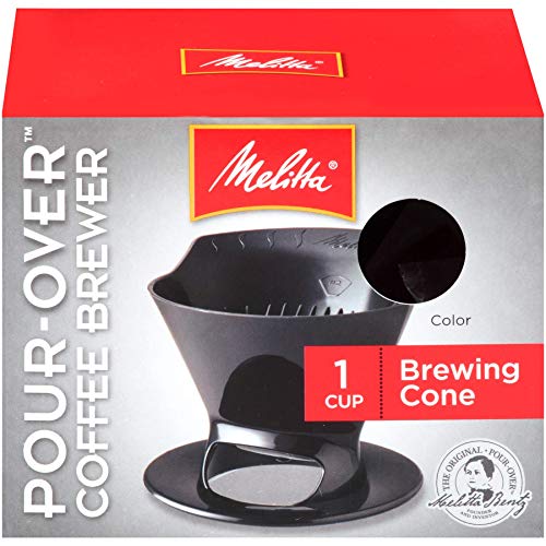 Melitta Filter Coffee Maker, Single Cup Pour-Over Brewer, Black, 1 Count